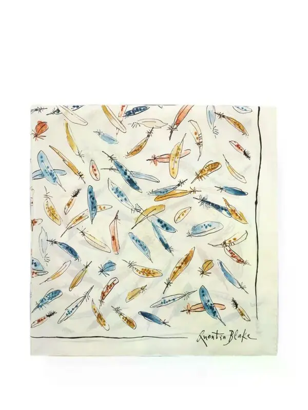 Burberry Feather Print Silk Scarf - Neutrals