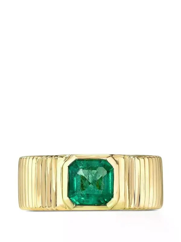 Retrouvai Pleated-effect Emerald Solitaire Ring - Gold