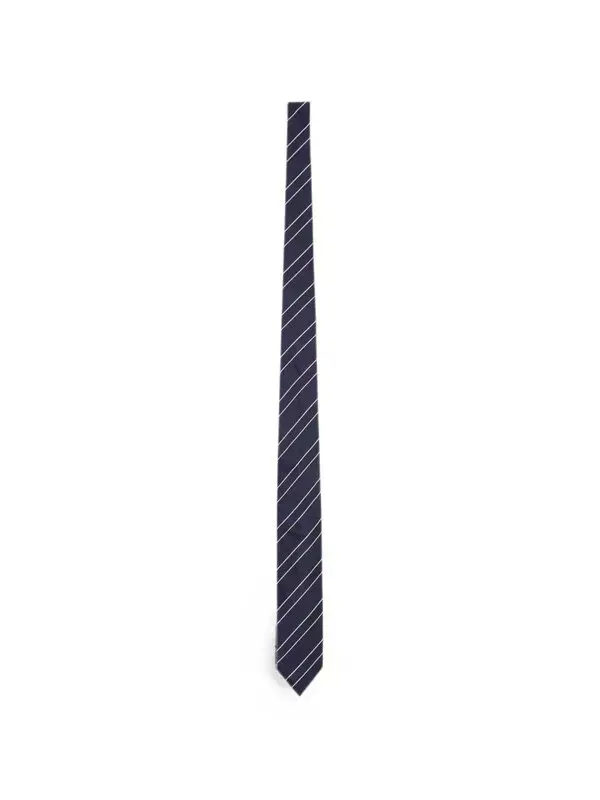 LARDINI Diagonal Stripe Silk Tie - Blue