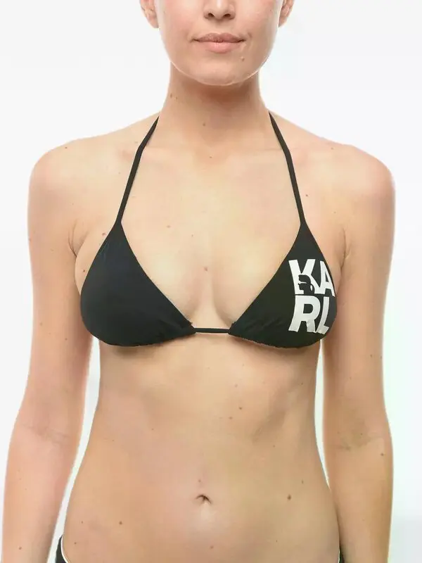 Karl Lagerfeld Logo-print Triangle Bikini Top - Black