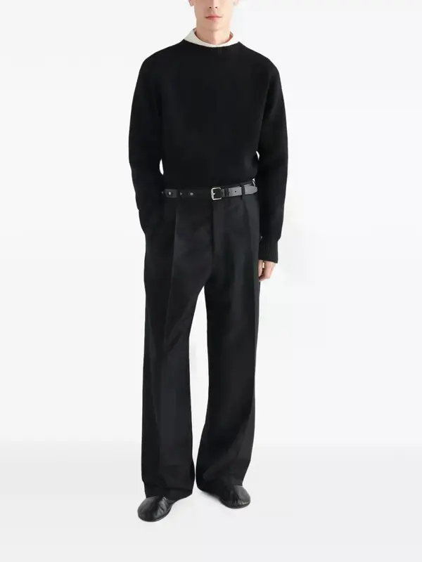LEMAIRE Boat-neck Sweater In Double-face Virgin Wool - Blue