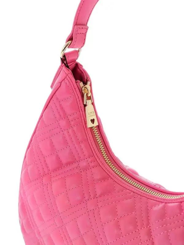 Moschino Quilted Logo-plaque Shoulder Bag - Pink