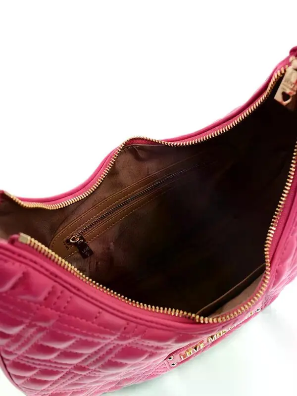 Moschino Quilted Logo-plaque Shoulder Bag - Pink