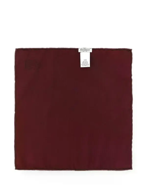 Brunello Cucinelli Solomeo Embroidered Silk Pocket Square - Red