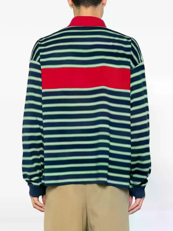Versace Striped Logo-embroidered Polo Shirt