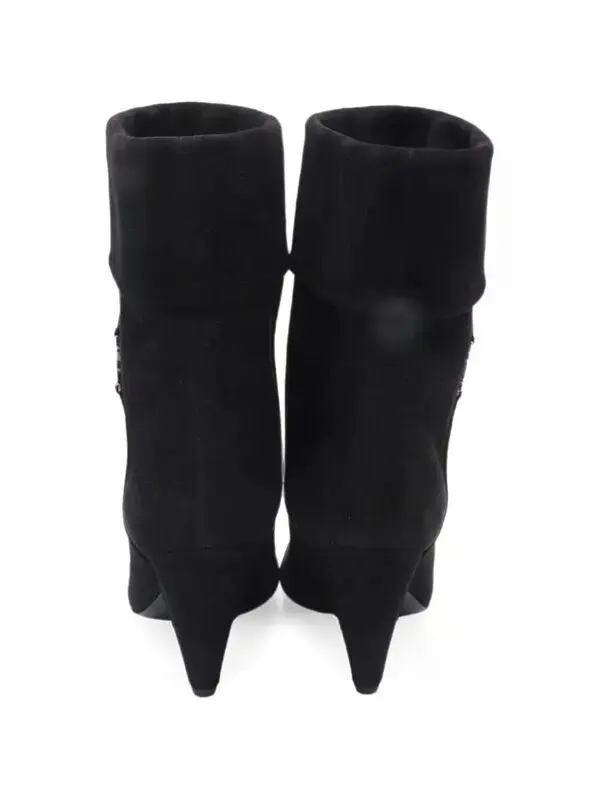 Saint Laurent Suede Niki Wedge Ankle Boots - Black