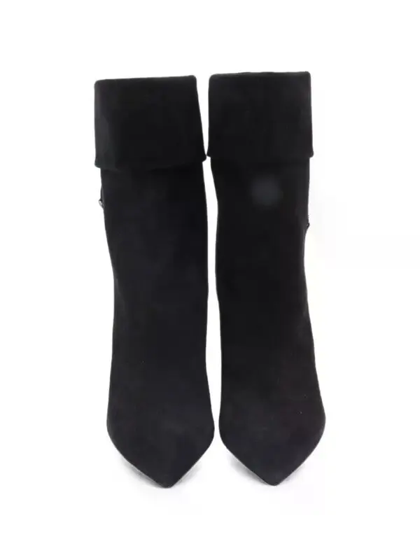 Saint Laurent Suede Niki Wedge Ankle Boots - Black