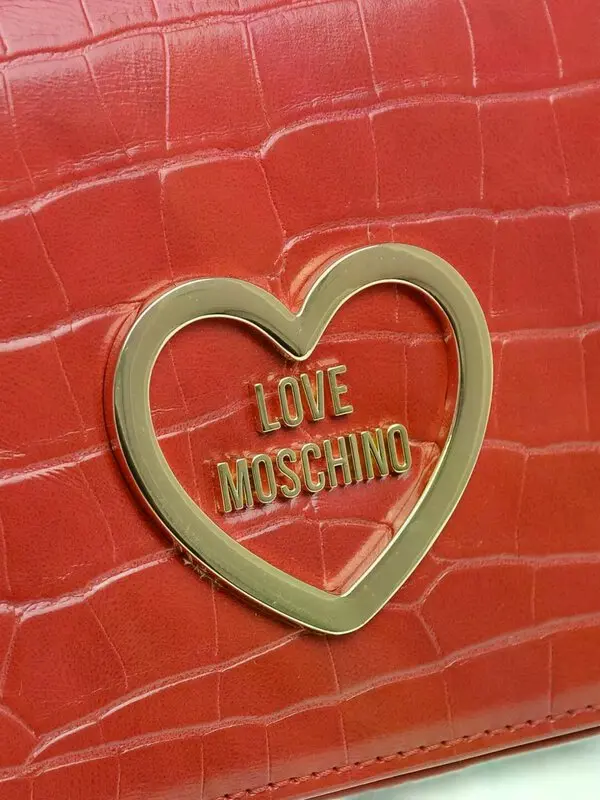 Moschino Crocodile-effect Heart Cross Body Bag