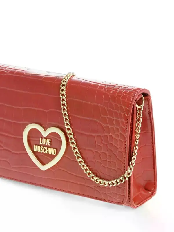 Moschino Crocodile-effect Heart Cross Body Bag