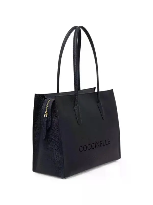 COCCINELLE Large Myrtha26 Logo-embossed Grained Leather Tote Bag - Black