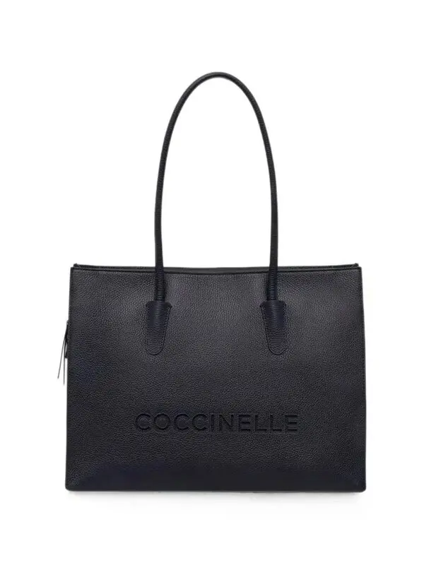 COCCINELLE Grained Leather Tote Bag With Embossed Logo