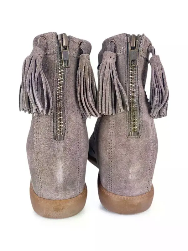 ISABEL MARANT VINTAGE Perforated Tassel Ankle Boots - Grey