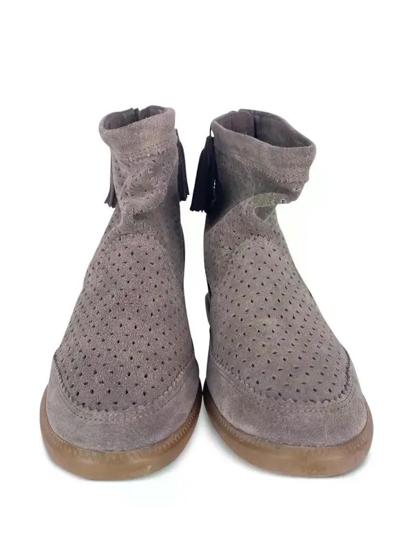 ISABEL MARANT VINTAGE Perforated Tassel Ankle Boots - Grey