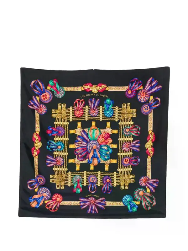 Hermès 2010s Les Rubans Du Cheval Scarf - Black