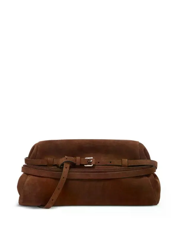 Moschino Belted Suede Clutch Bag