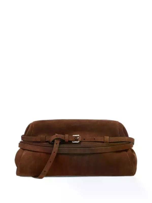 Moschino Belted Suede Clutch Bag - Brown