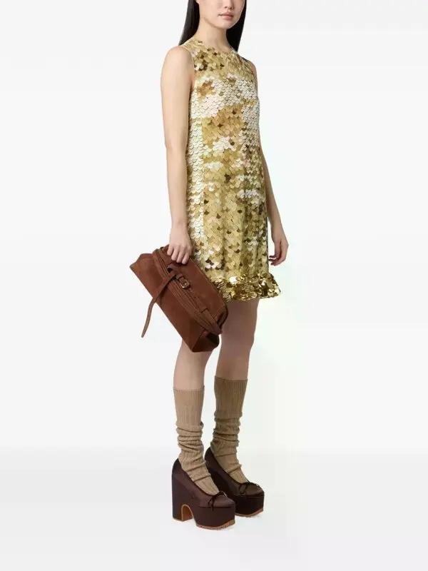 Moschino Belted Suede Clutch Bag - Brown