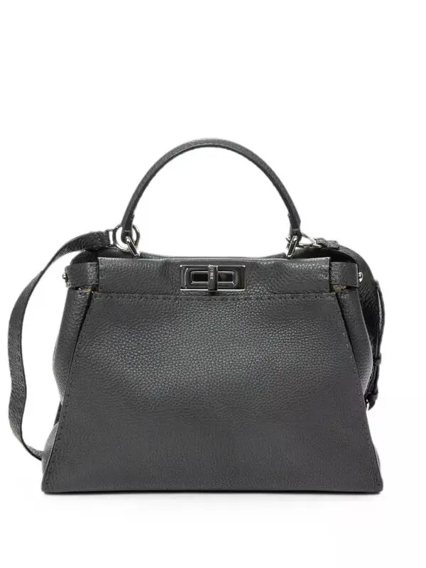 Fendi Peekaboo Leather Tote Bag - Grey