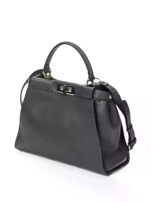 Fendi Peekaboo Leather Tote Bag - Grey