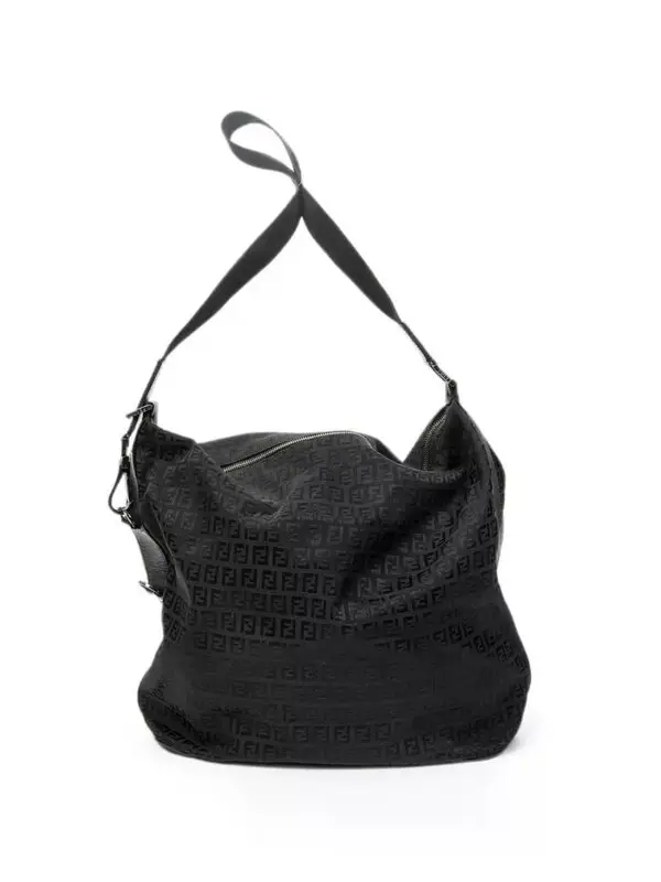 Fendi Large Zucchino-pattern Shoulder Bag - Black