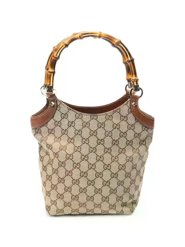 Gucci Bamboo Gg Canvas Tote Bag - Neutrals