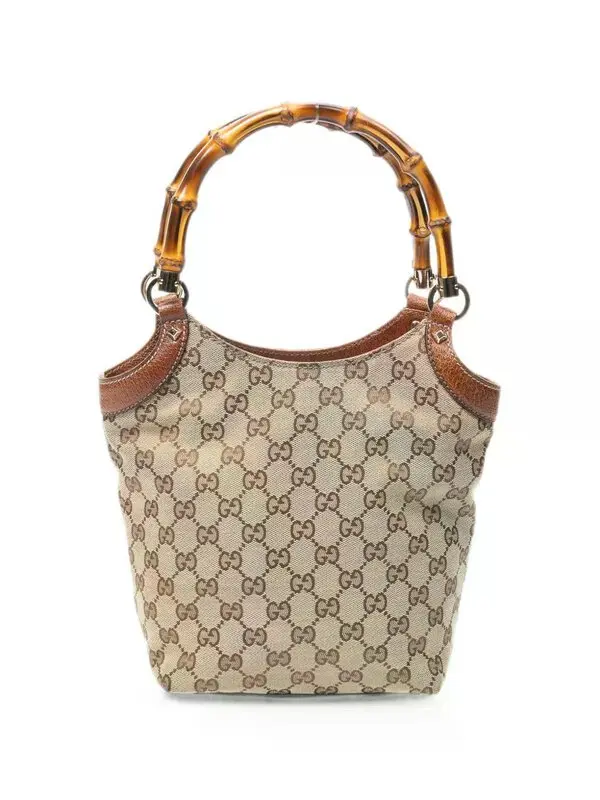 Gucci Bamboo Gg Canvas Tote Bag - Neutrals