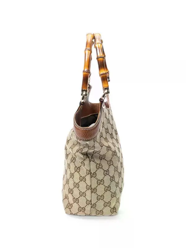 Gucci Bamboo Gg Canvas Tote Bag - Neutrals