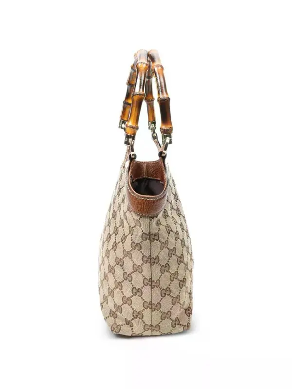 Gucci Bamboo Gg Canvas Tote Bag - Neutrals