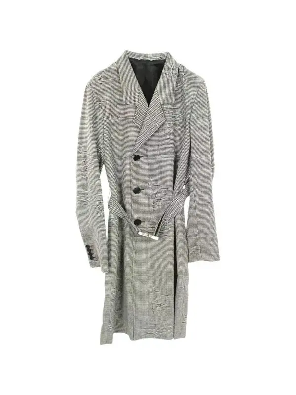 Dior Houndstooth-pattern Belted Coat - Black