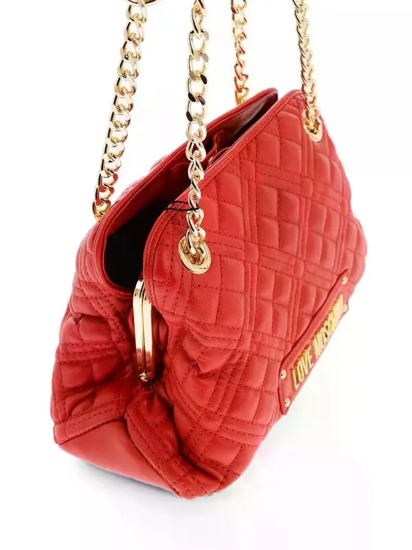Moschino Quilted Logo Plaque Shoulder Bag