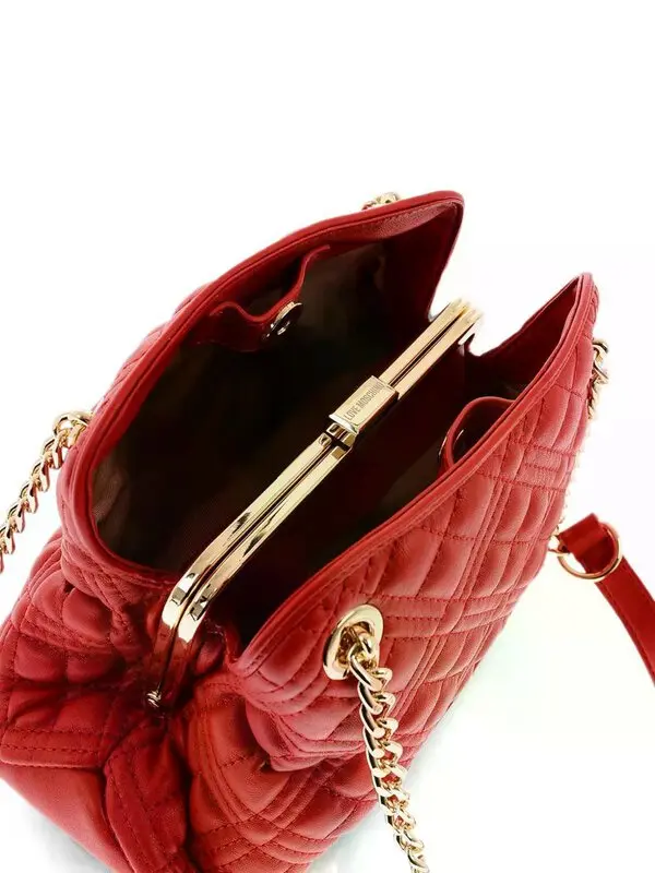 Moschino Quilted Logo Plaque Shoulder Bag