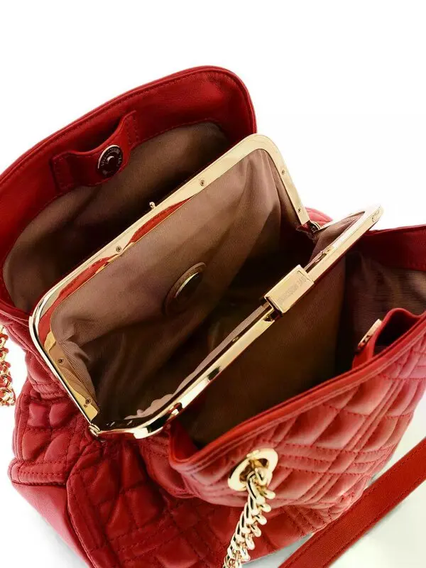 Moschino Quilted Logo Plaque Shoulder Bag