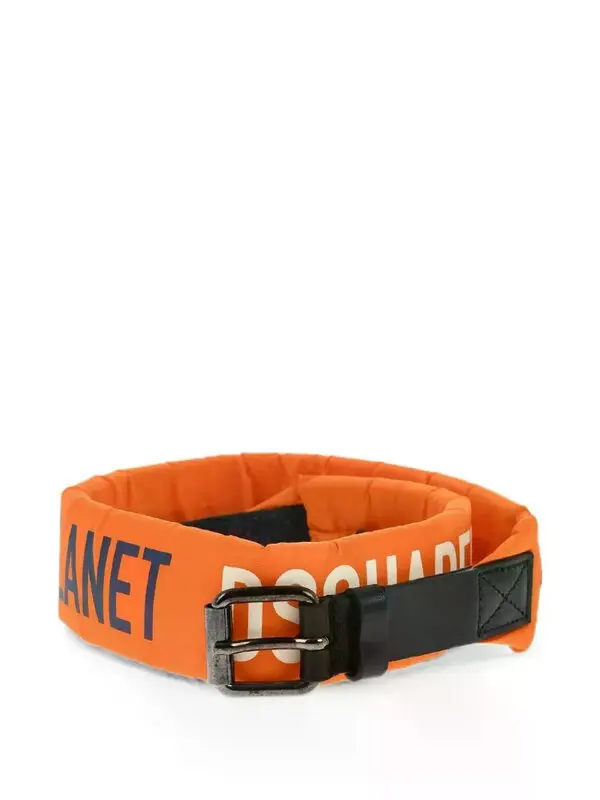 Dsquared2 Logo-print Leather-trim Belt - Orange