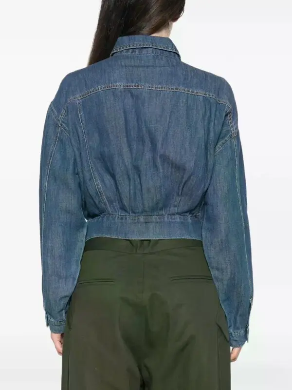 JIJIL Belted Cropped Denim Jacket