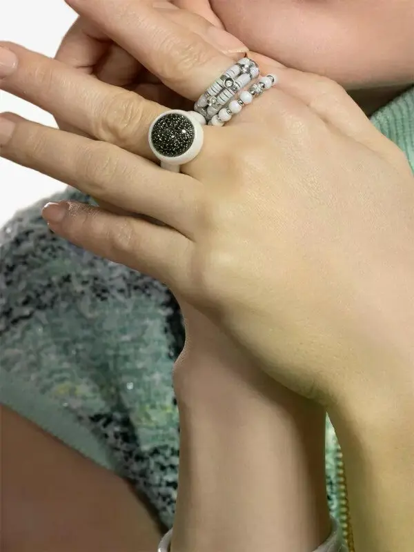 Roberto Demeglio Logo-detail Diamond Ring - Silver
