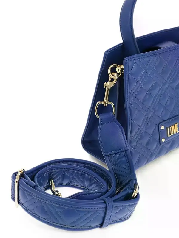 Moschino Quilted Logo-plaque Tote Bag - Blue