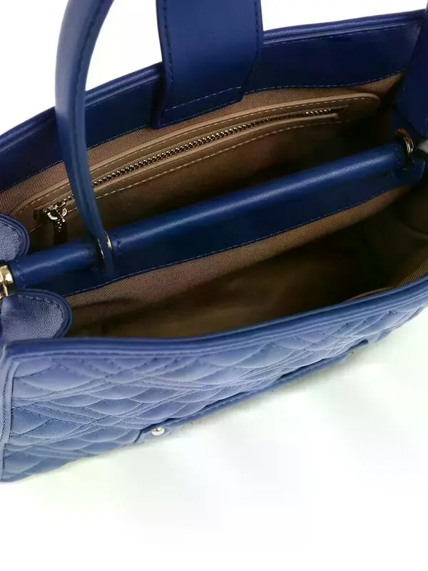 Moschino Quilted Logo-plaque Tote Bag - Blue