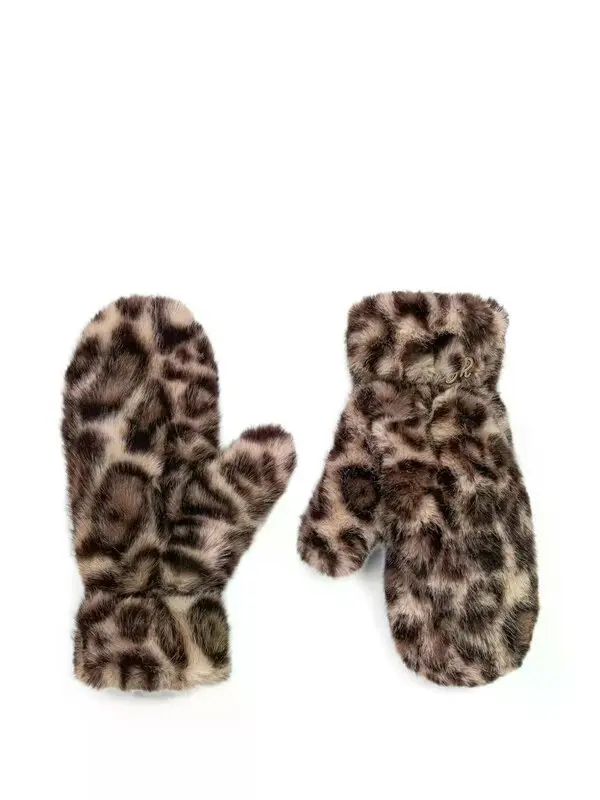 Joseph Ribkoff Leopard-print Faux-fur Mittens - Brown