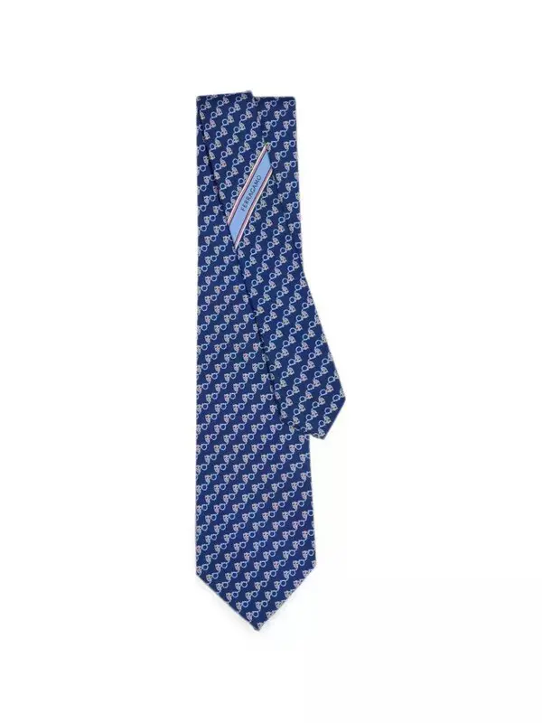 FERRAGAMO Owl-print Silk Tie - Blue