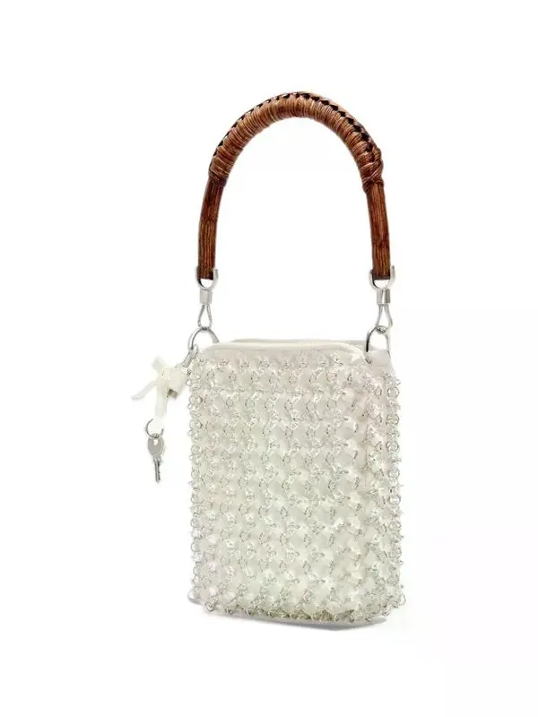 SELF-PORTRAIT Embellished Mini Tote Bag - White