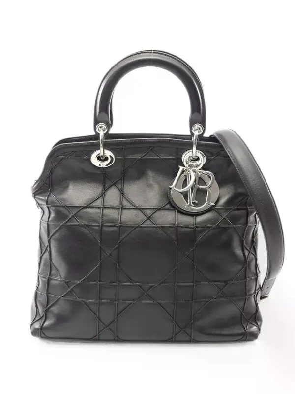 Dior 2010s Cannage Granville Shoulder Bag - Black