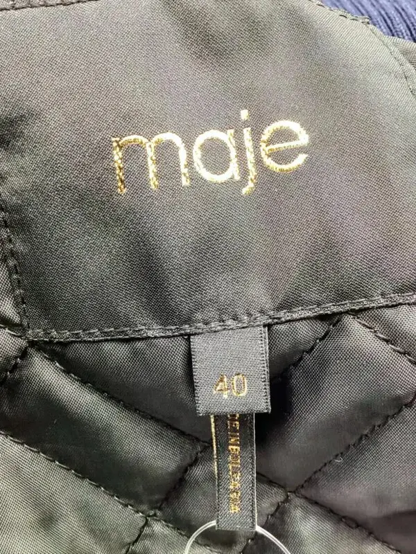 Maje Cracked-effect Yoke Biker Jacket