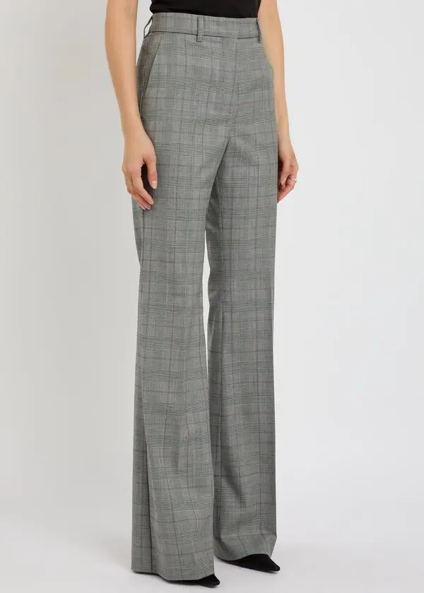 Sportmax Checked Flared-leg Wool Trousers