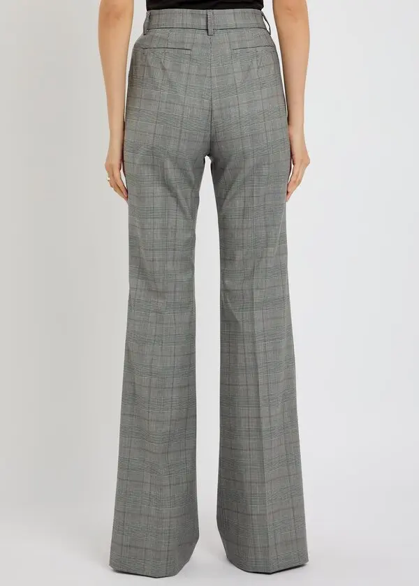 Sportmax Checked Flared-leg Wool Trousers