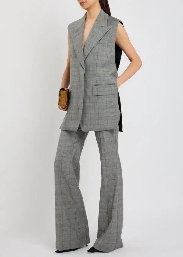 Sportmax Plaid Wool Sleeveless Blazer