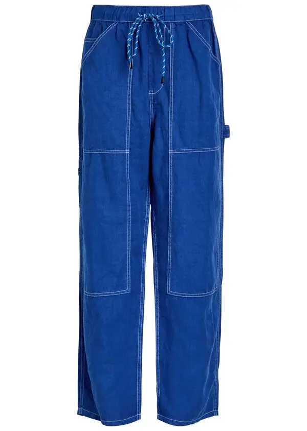 Rag & Bone Atlas Panelled Relaxed Straight-leg Linen Trousers - Blue