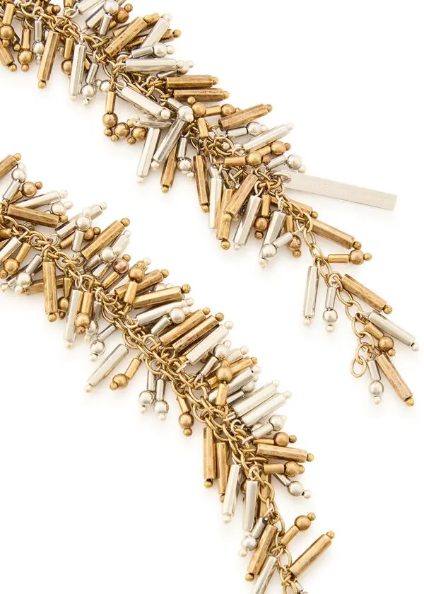 Dries Van Noten Embellished Brass Scarf Necklace