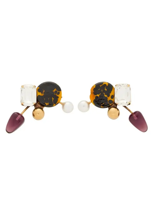 Dries Van Noten Painted Glass And Brass Drop Earrings - Multicoloured 1