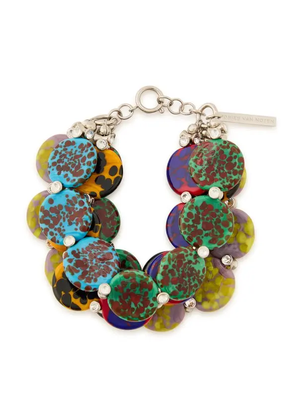 Dries Van Noten Layered Painted Glass And Brass Bracelet - Multicoloured 1
