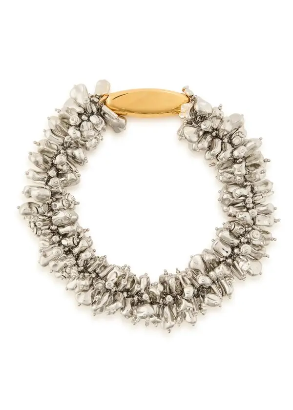 Dries Van Noten Bead-embellished Brass Necklace - Silver